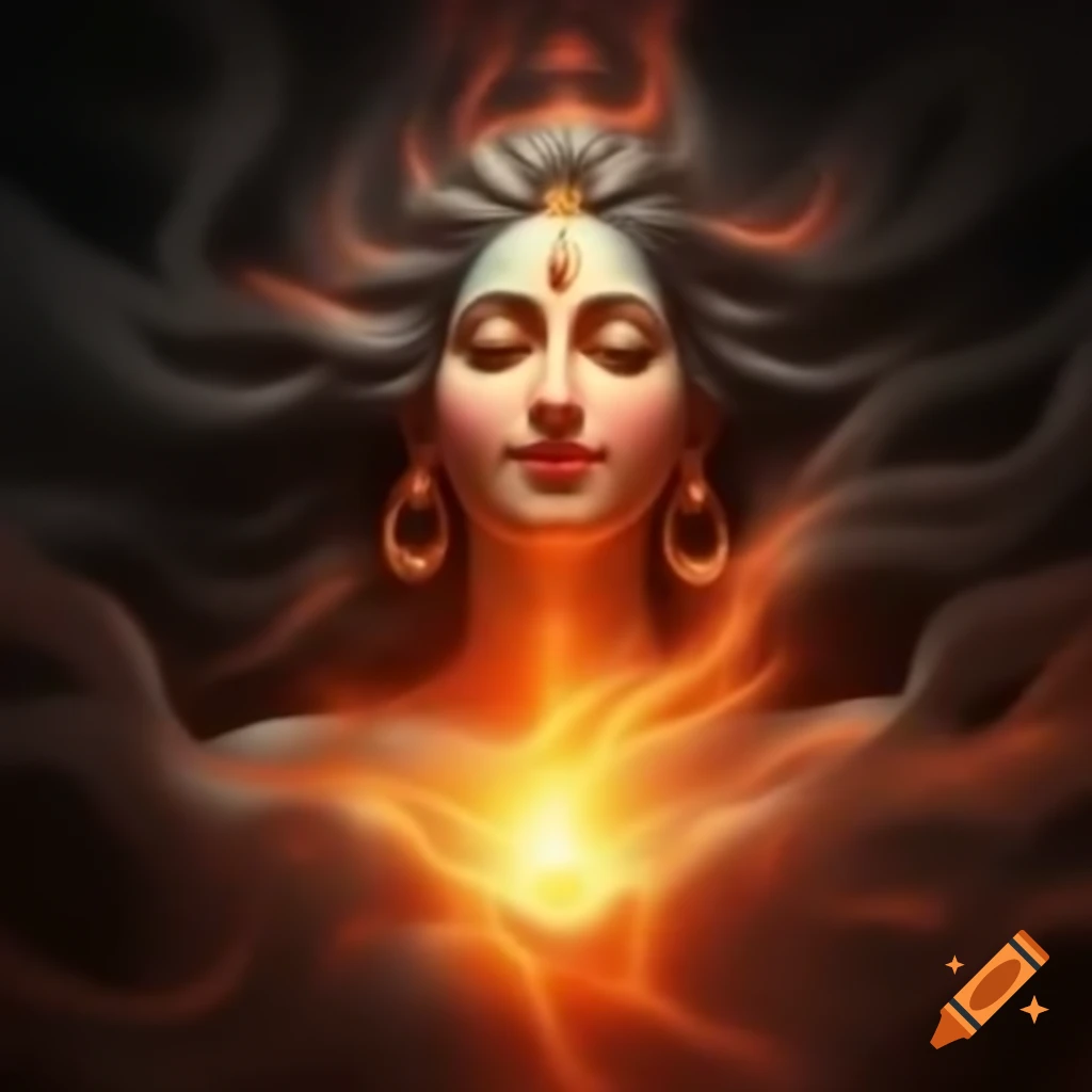 Devi Shiva radiating graceful feminine energy with divine light from ...