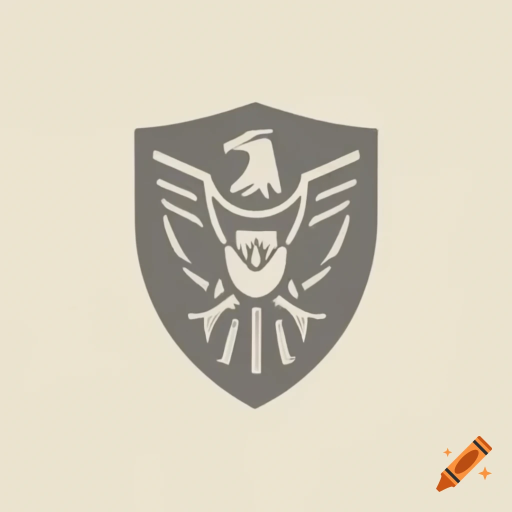 Minimalist insignia of medieval adventurers with two-headed eagle crest ...