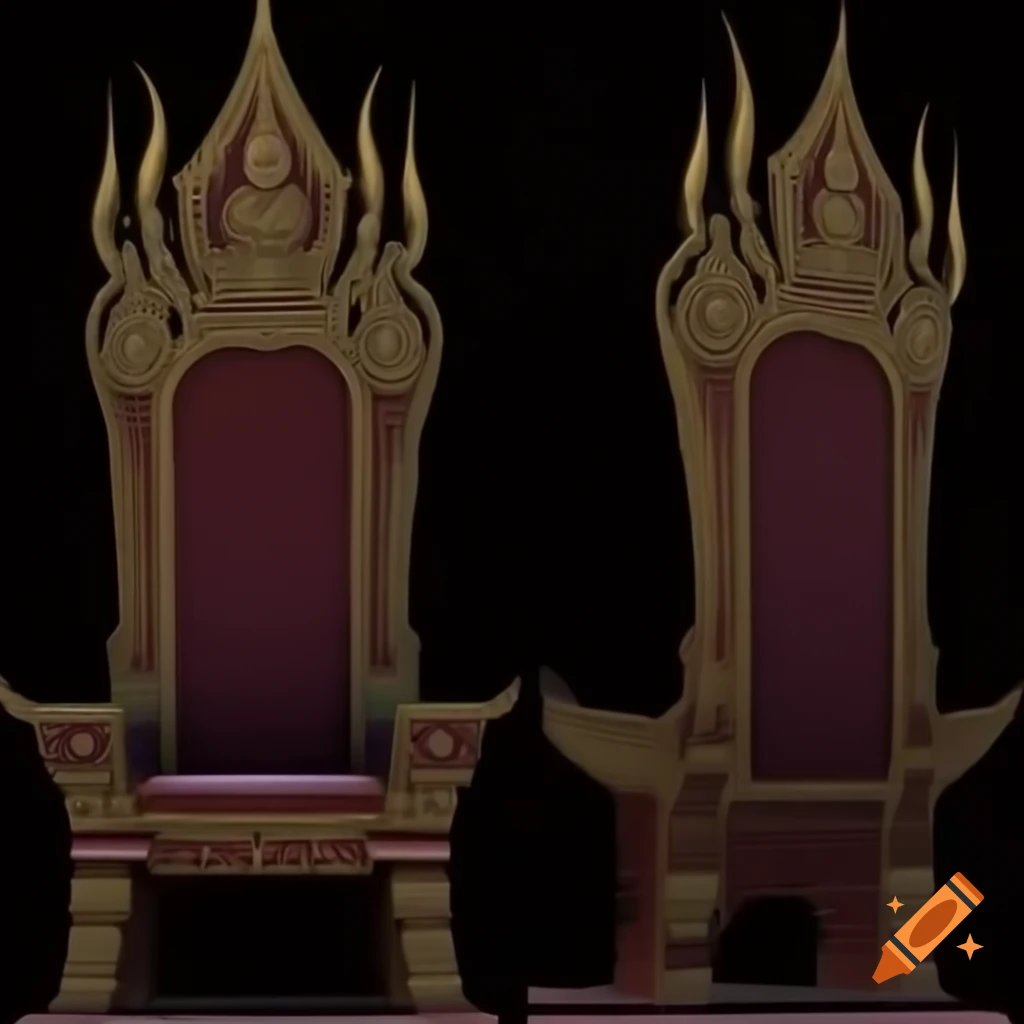 Steel throne featuring Thai motifs and Avatar Fire Nation symbols on ...