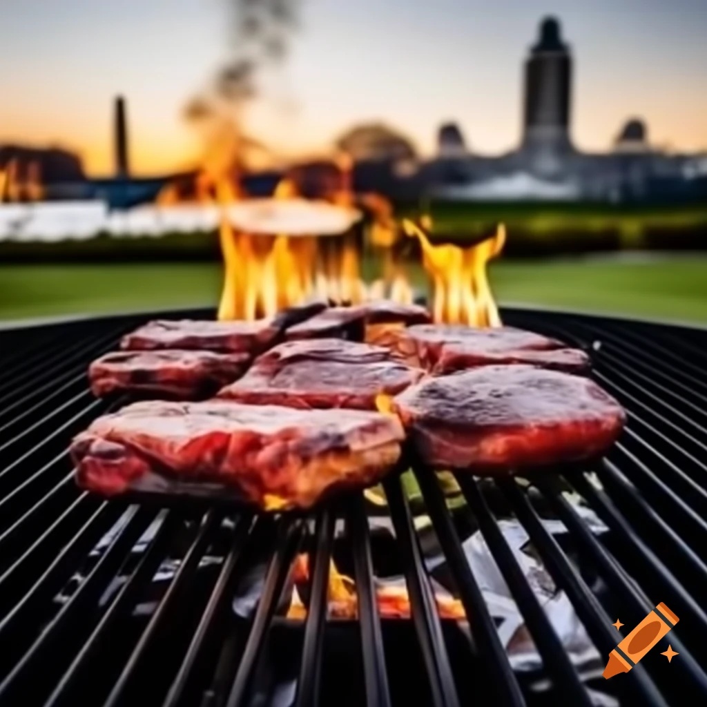 Colorful barbecue grill explosion with Washington DC landmarks in ...