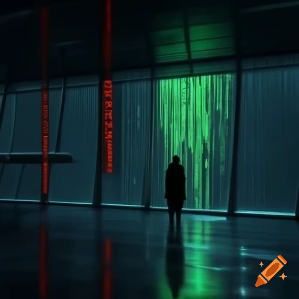 Terminal window with green Matrix-style rain of 0s, 1s, and words on ...