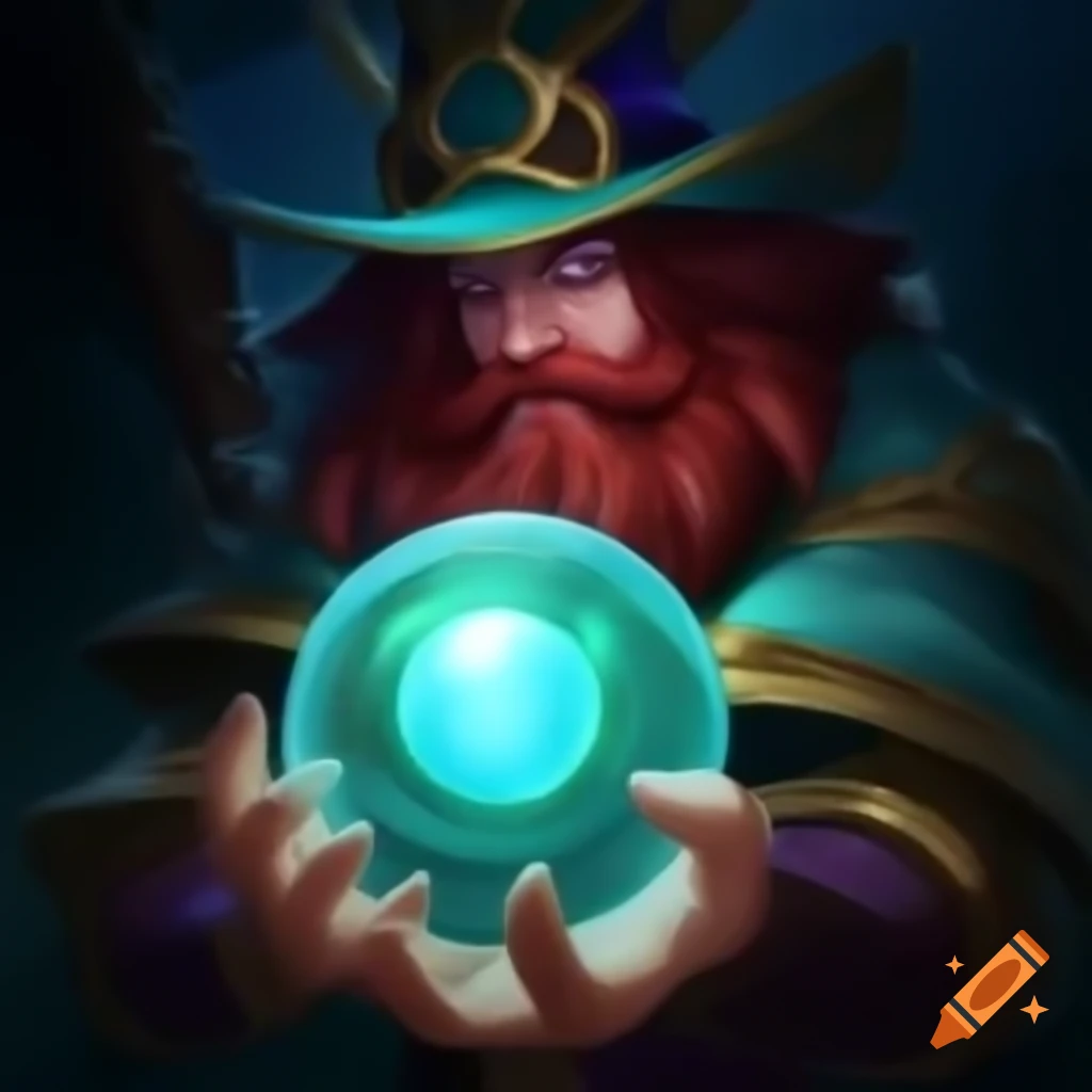 Ryze Whitebeard from League of Legends contemplating his magical orb on ...