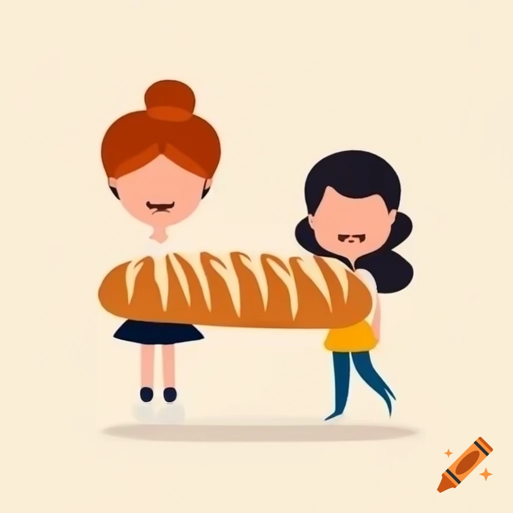 Two girls enjoying freshly baked garlic bread together on Craiyon