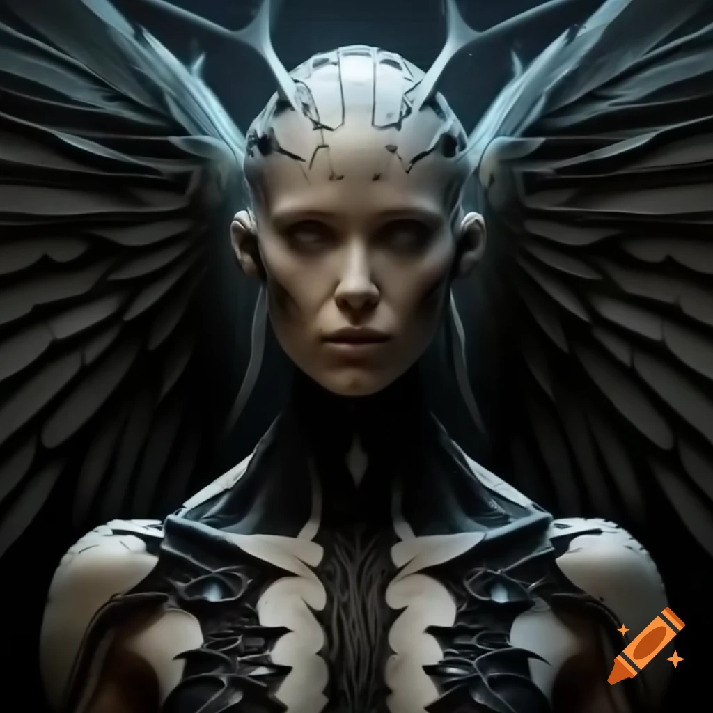Sci-fi angel with wings in sharp 4K high definition on Craiyon