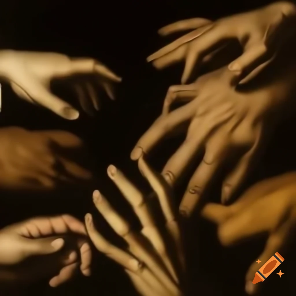 Renaissance chiaroscuro painting portraying Saint Peter's hands ...