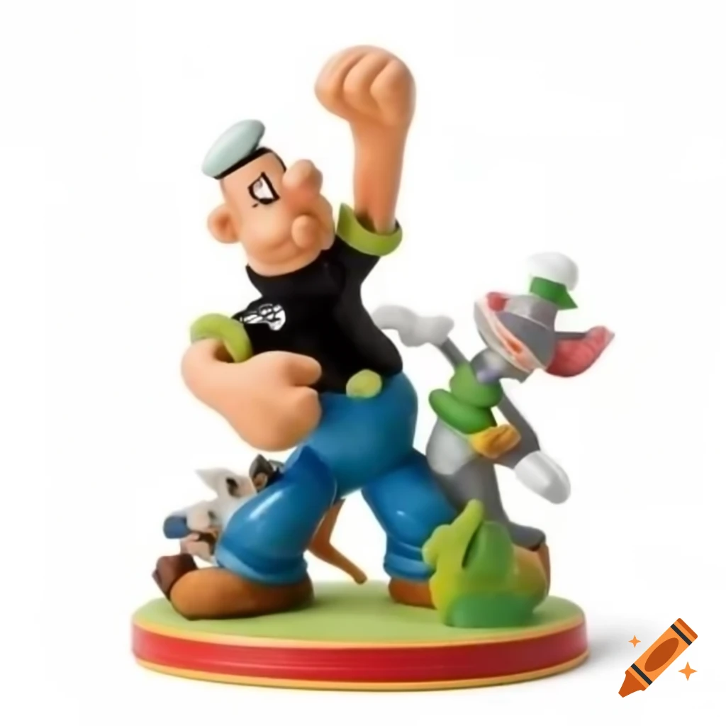 Ceramic figure combining Cookie Monster, Popeye, Tom and Jerry, Bugs ...