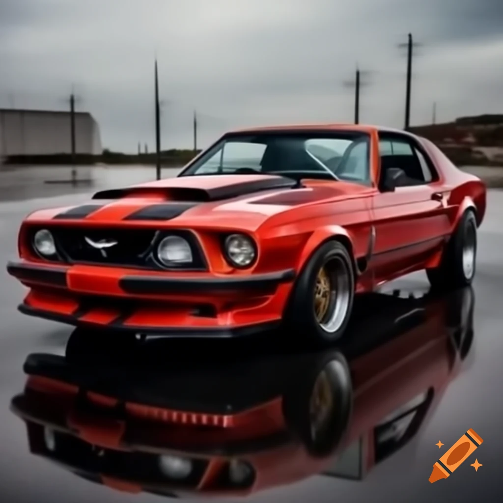 Realistic 1978 Mustang Fastback in ruby red metallic with low profile ...