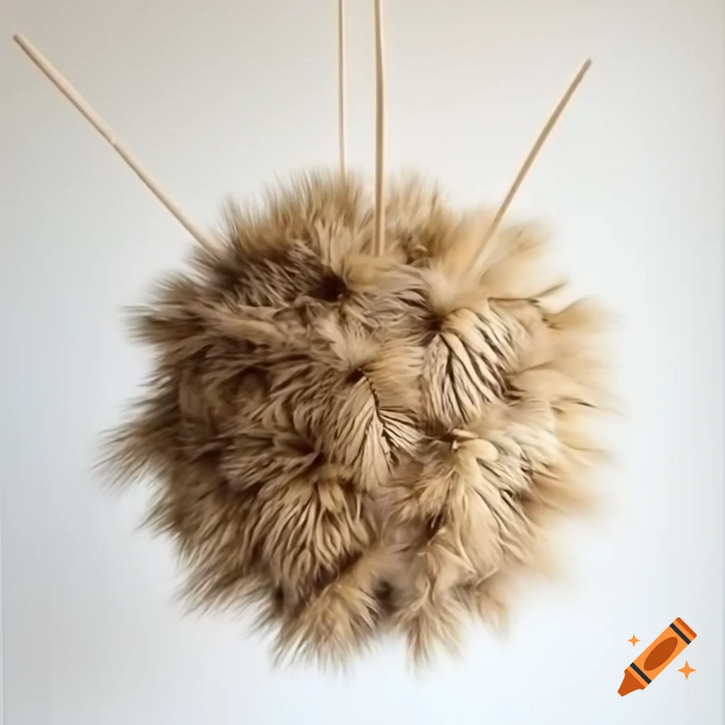 Organic wet ball made of fur and strings on white background, abstract ...
