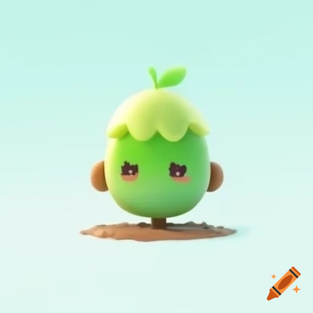 Cute seedling spirit mascot on white background with crisp edges on Craiyon