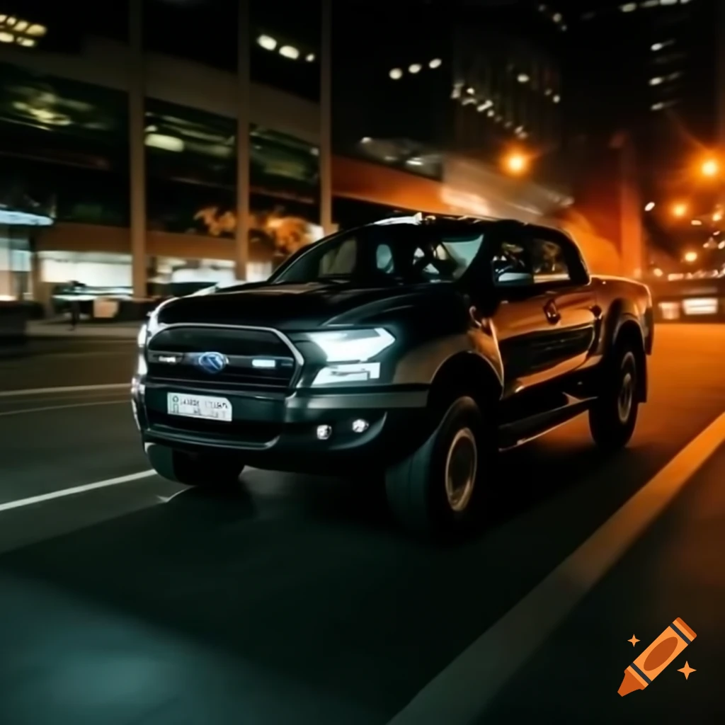 Black Ford Ranger pickup with tinted windows driving on Fifth Avenue ...
