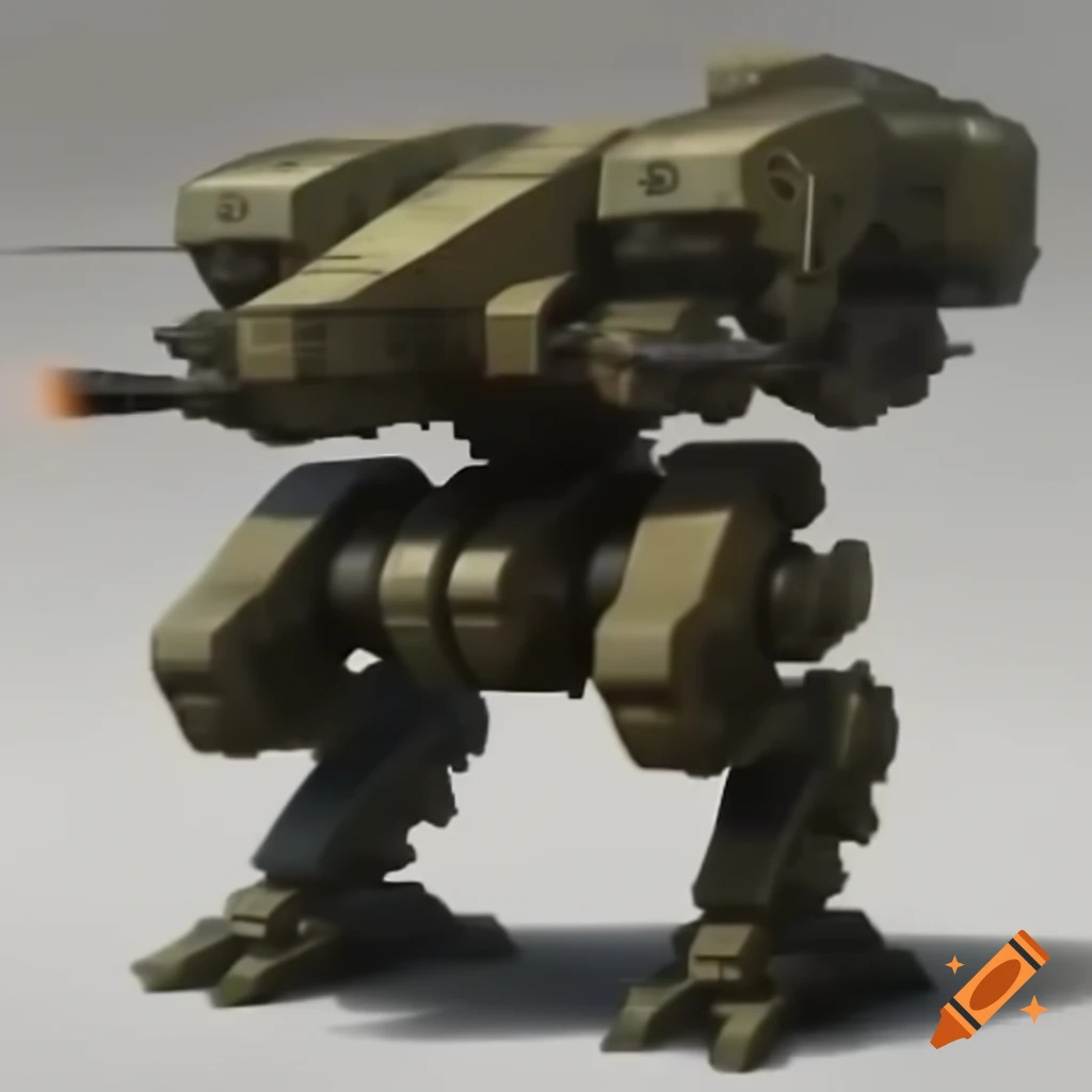 Heavily armored bipedal battle mech with angular lines inspired by ...