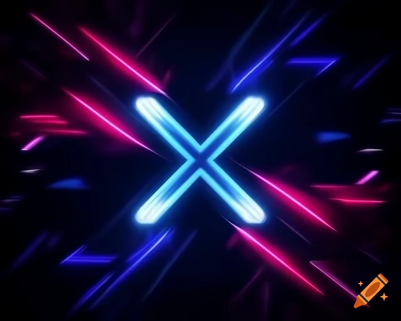 Abstract neon colored X-logo at lightspeed background on Craiyon