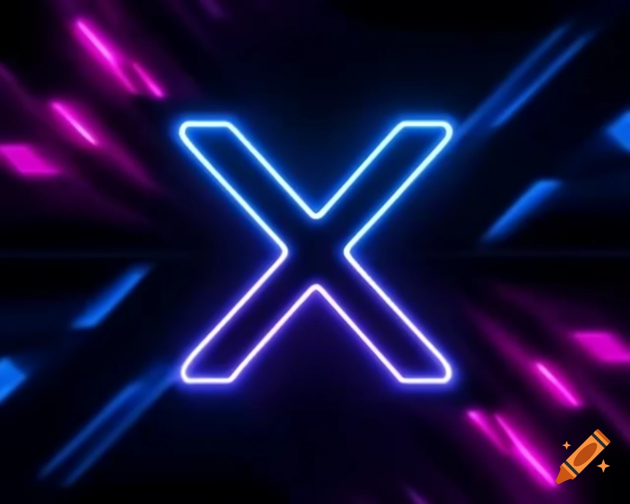 Abstract neon colors representing 'x-logo' at lightspeed on Craiyon