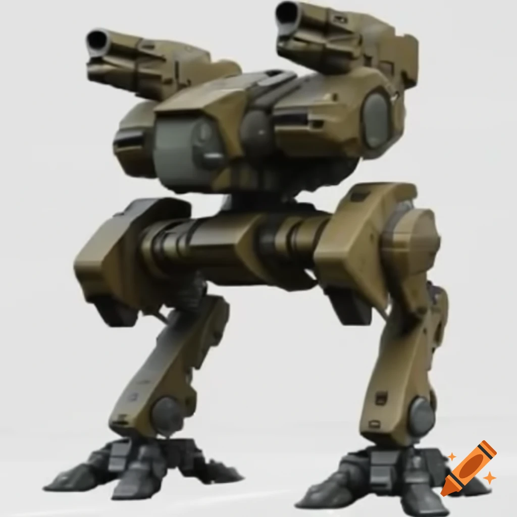 Symmetrical, heavily armored battle mech with angular lines inspired by ...