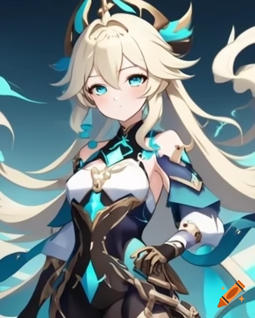 Genshin Impact original character, woman adeptus from Liyue with cyan ...