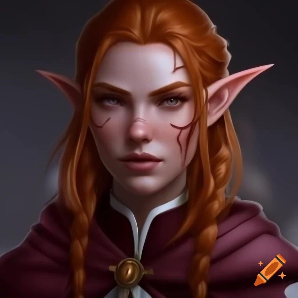 Realistic high elf paladin Oathbreaker character with ginger-red hair ...
