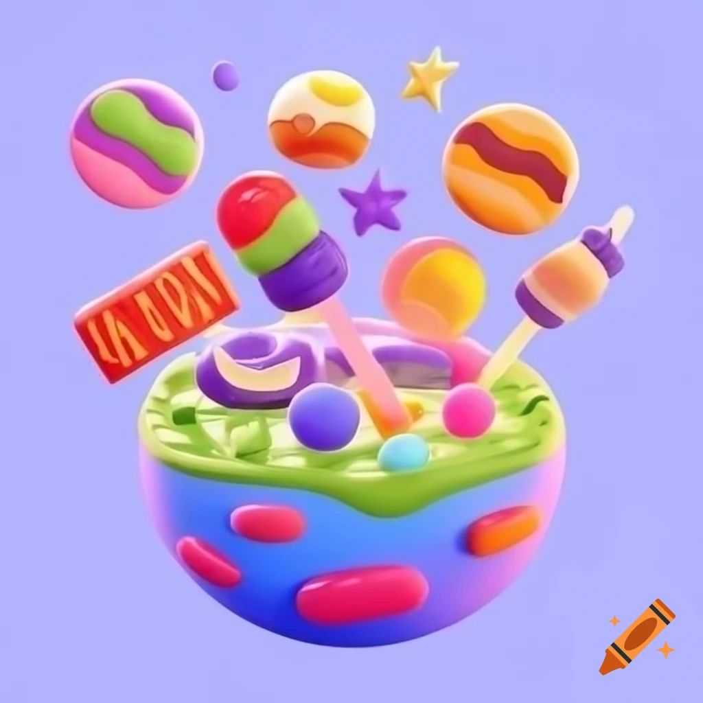 Candy Earth made of sweets in colorful pop art style on Craiyon