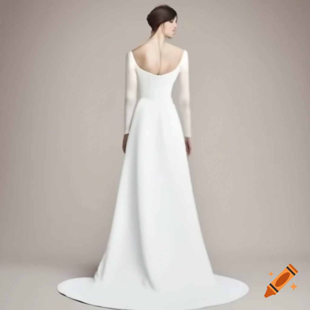 Simple straight wedding dress design with long sleeves and elegant ...