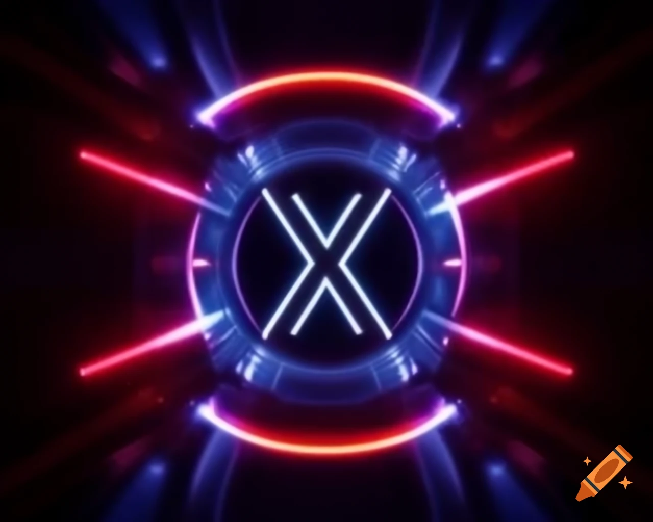 Ultra detailed minimalistic x-logo at lightspeed with neon colors and ...