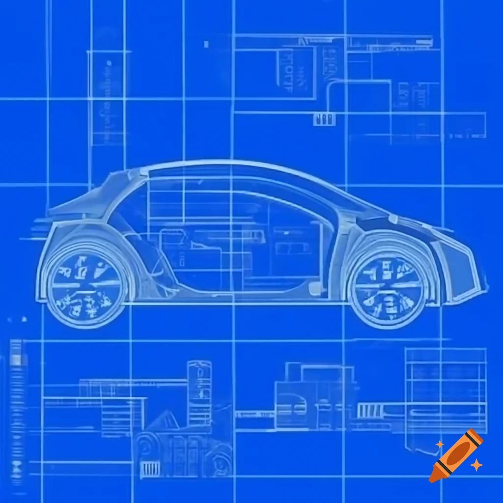 Detailed blueprint sketch of autonomous smart vehicle inspired by ...