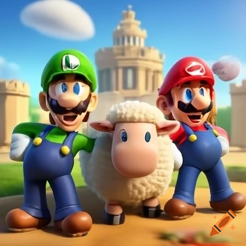 Mario and Luigi with a sheep at Esplora Science Centre, Malta, 2020 on ...