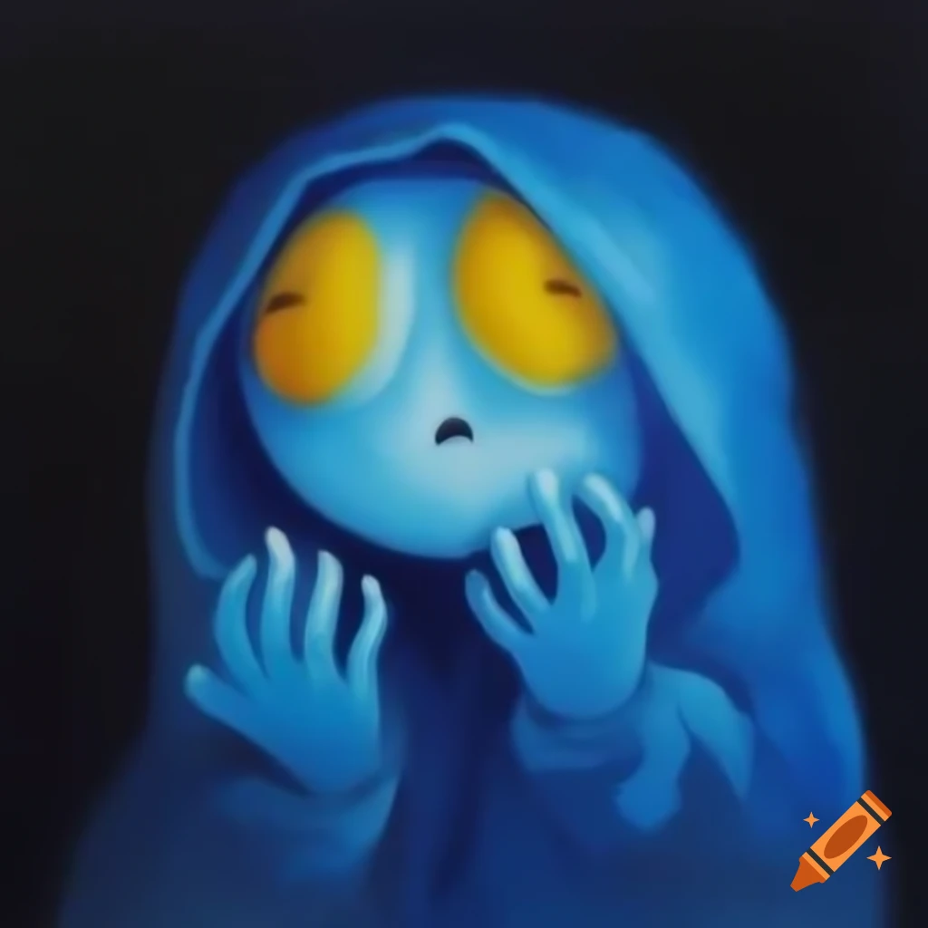 Abstract painting representing emotions joy and sadness in blue and ...