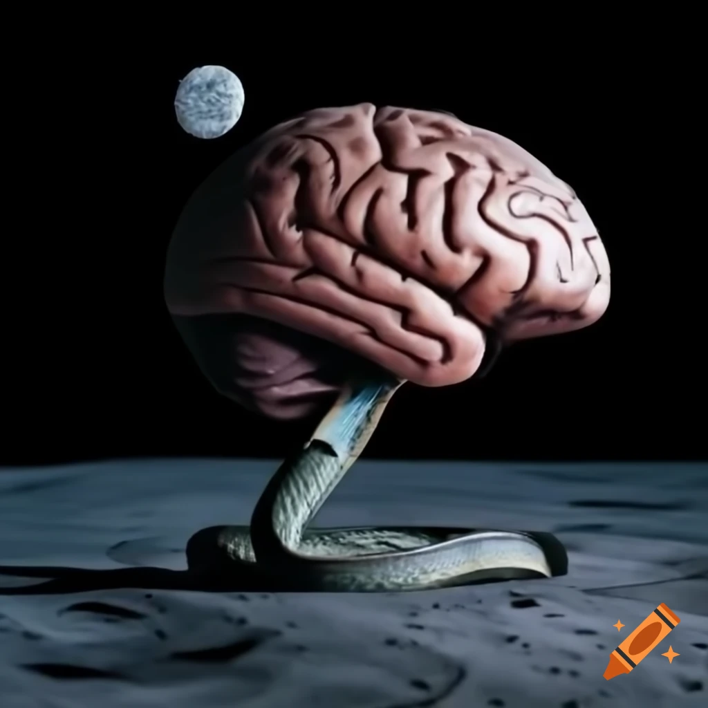 Brainrot character battling snake and alien on moon on Craiyon