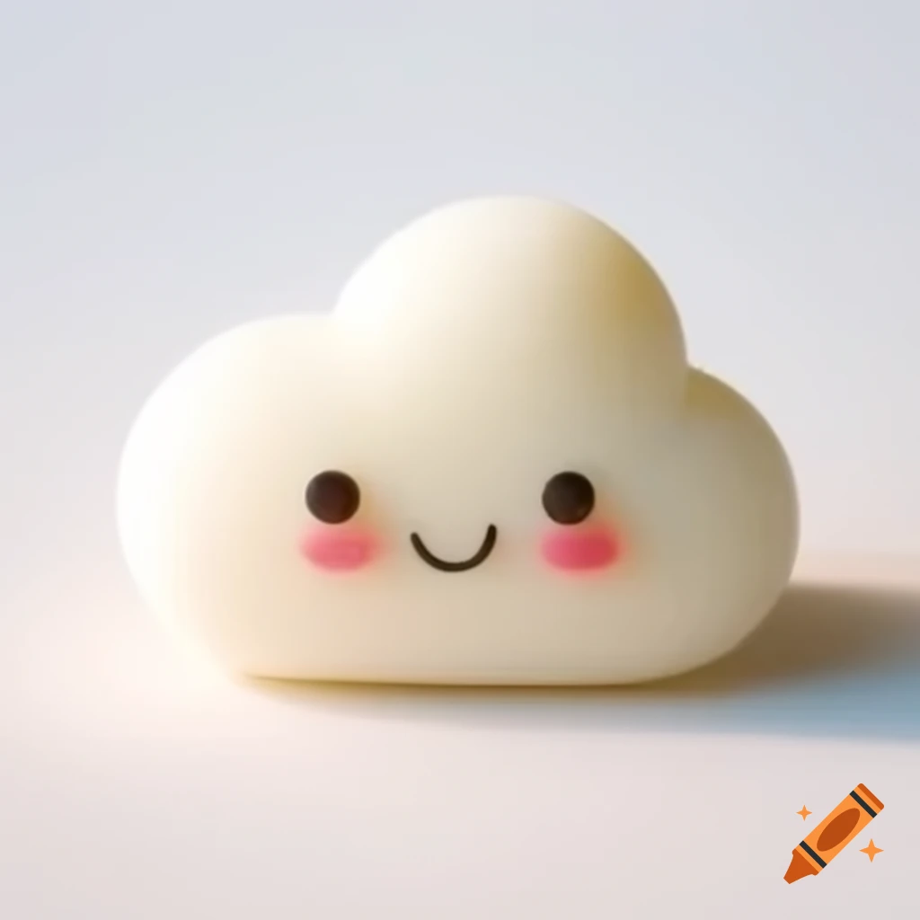 Cute handmade soap shaped like cloud with smile on plain background on ...