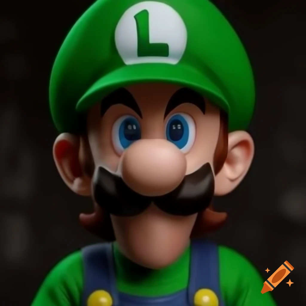 Realistic portrait of Luigi holding Mario's cap in a gloomy style on ...