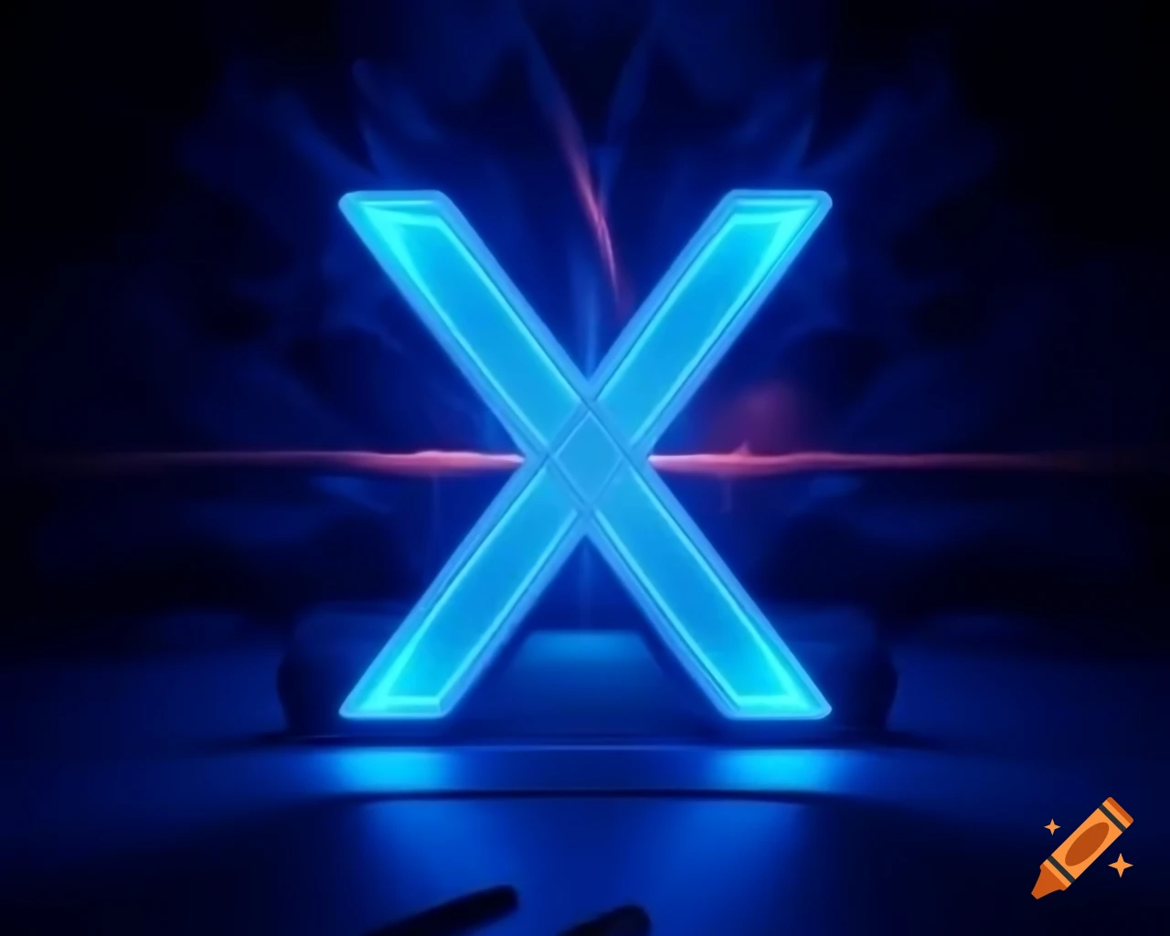 Ultra detailed minimalistic x-logo with neon colors and abstract glass ...