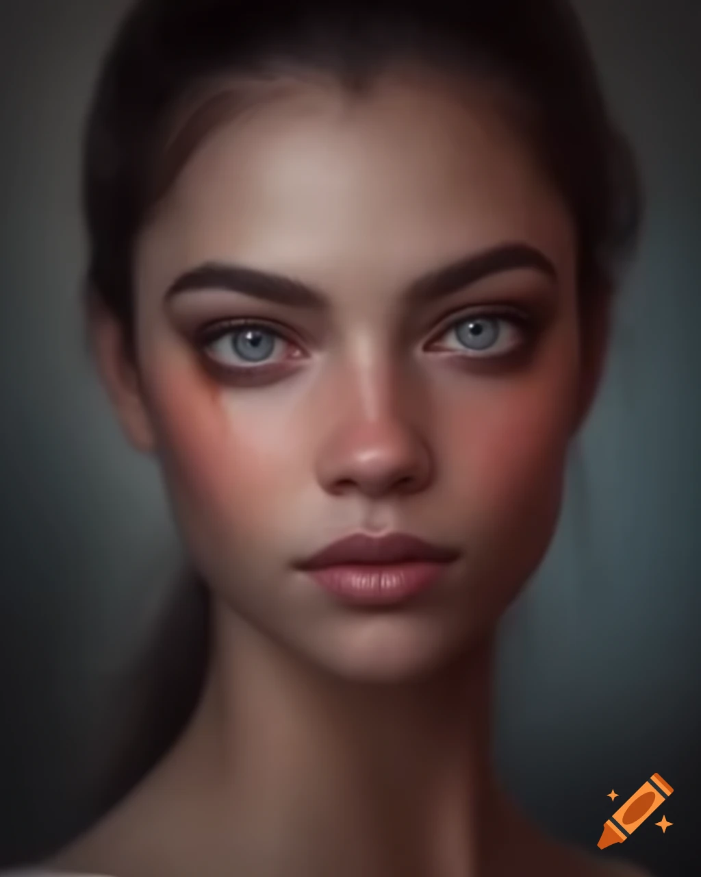 Photorealistic portrait of a beautiful woman with captivating features ...