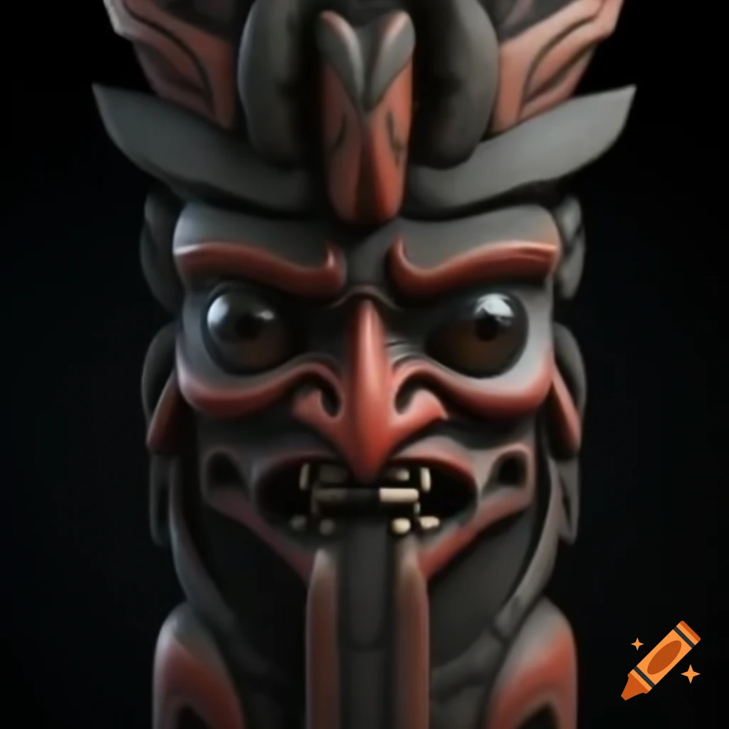 Dark and malevolent Zazu demon totem pole on Craiyon