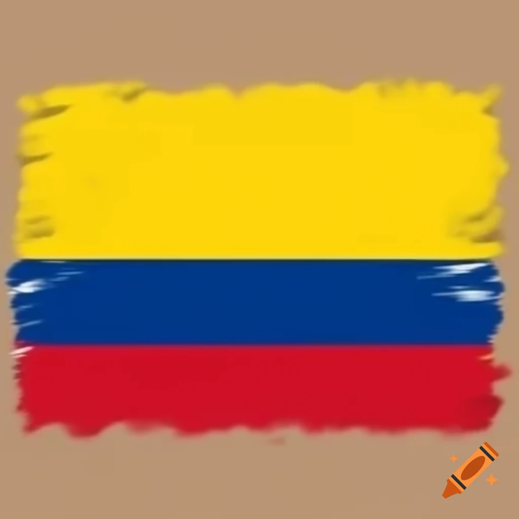 Colombian flag with vibrant colors of yellow, blue, and red on Craiyon