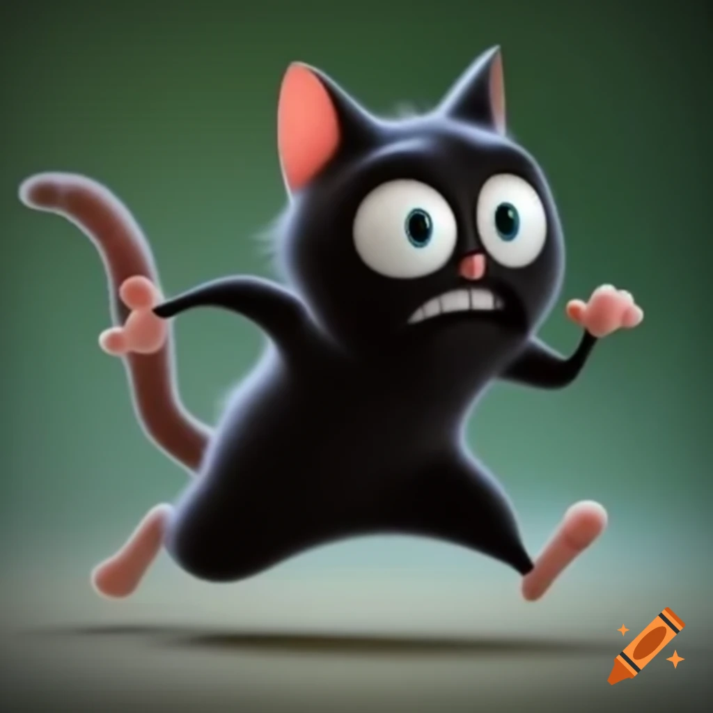 Running Scared Cartoon Cat
