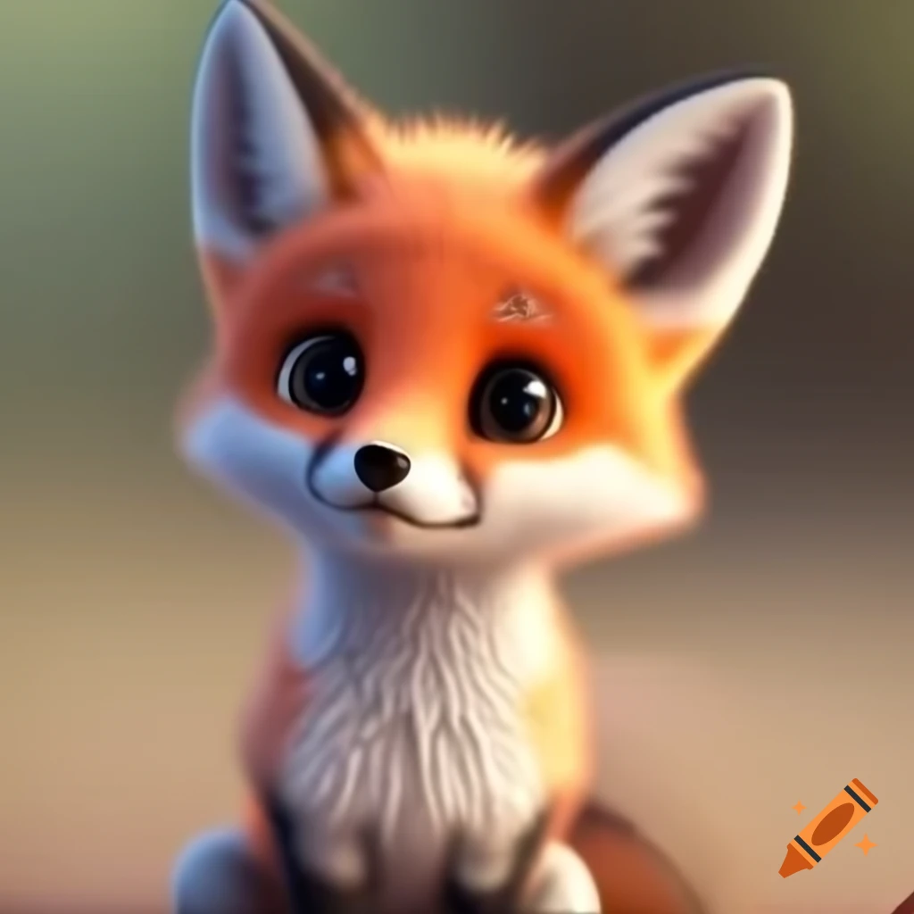 Kawaii comic drawing of a cute fox cub on Craiyon