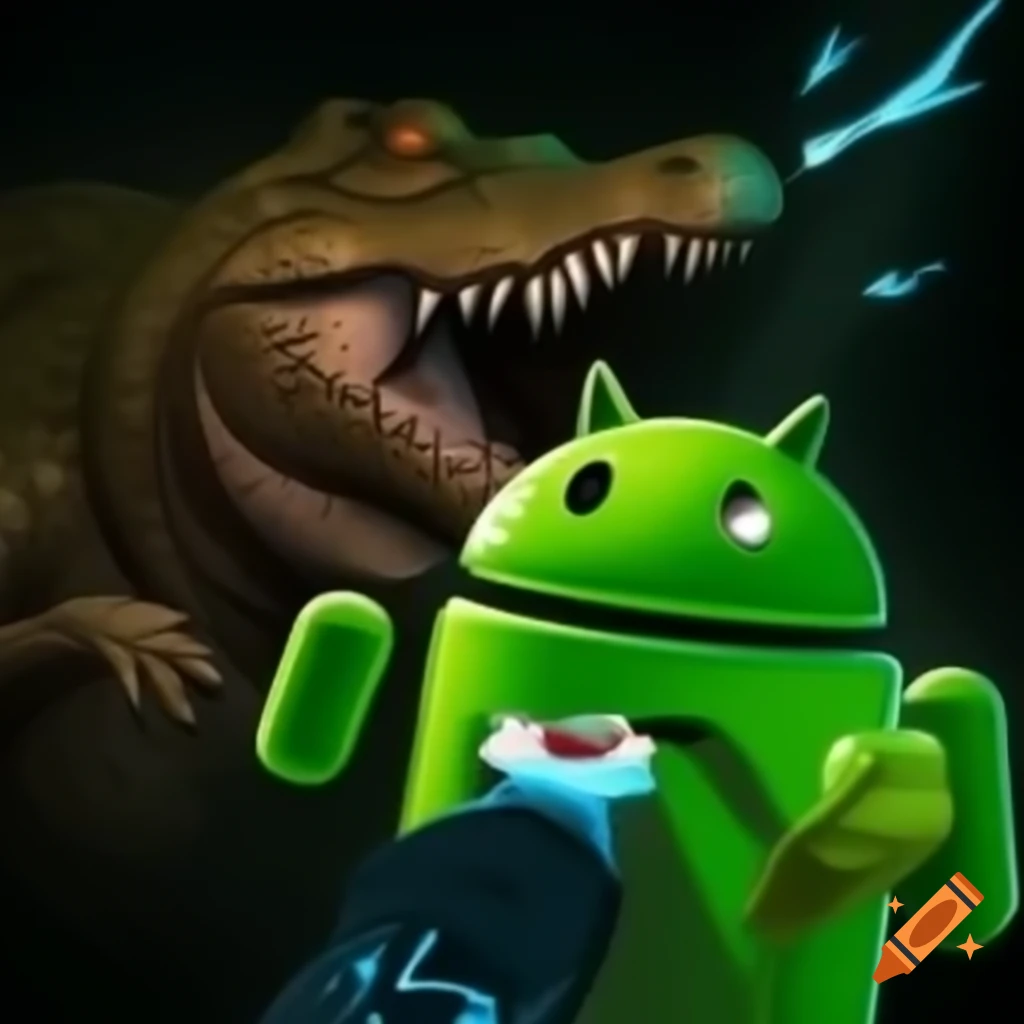 Meme featuring crocodile bursting from Android phone screen like an ...