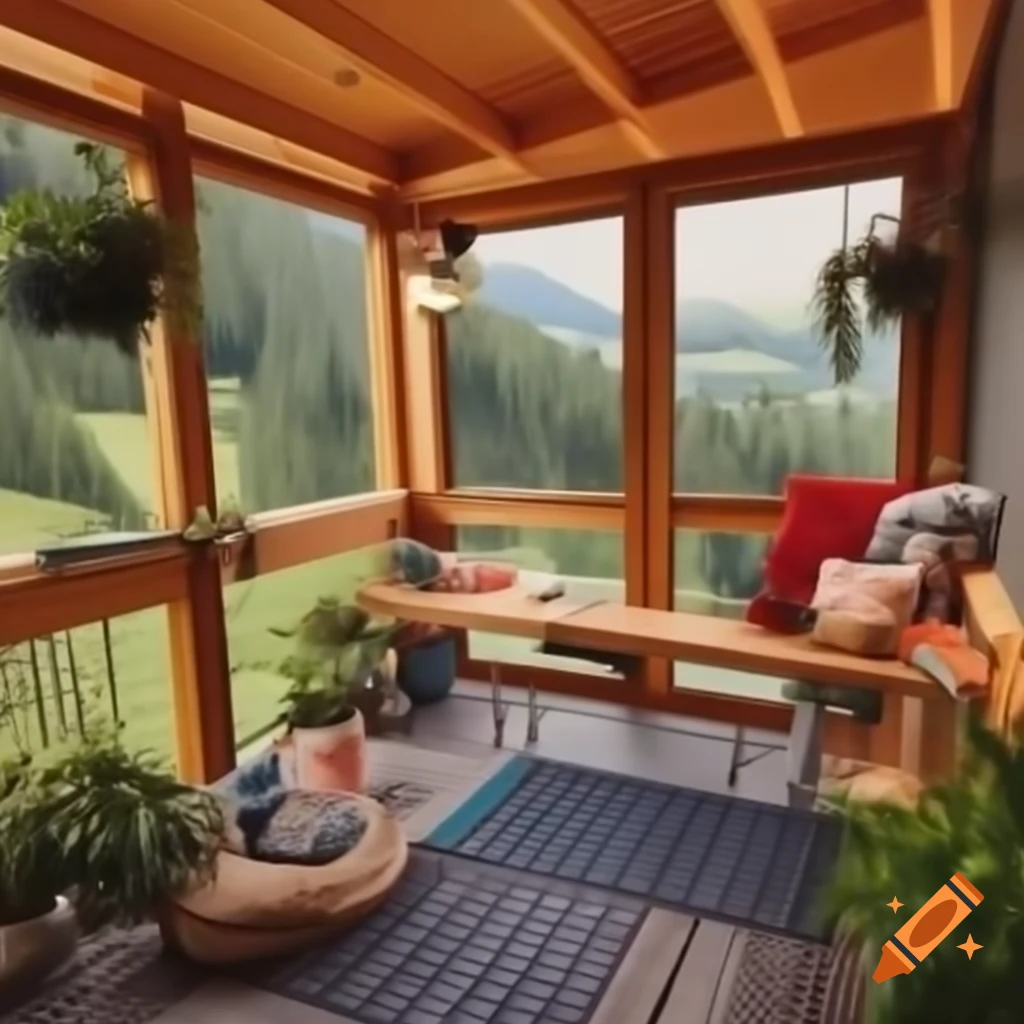 Cozy cabin dimensions with changing room layout on Craiyon