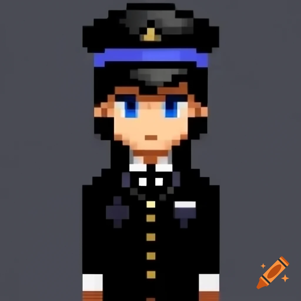 Anime style women in modern swat uniforms with blue berets, pixel art ...