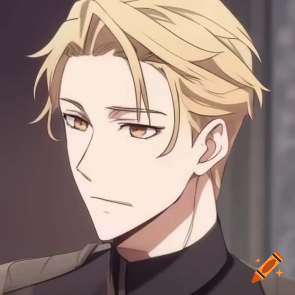 Manhwa style illustration of a blond butler with light brown eyes on ...