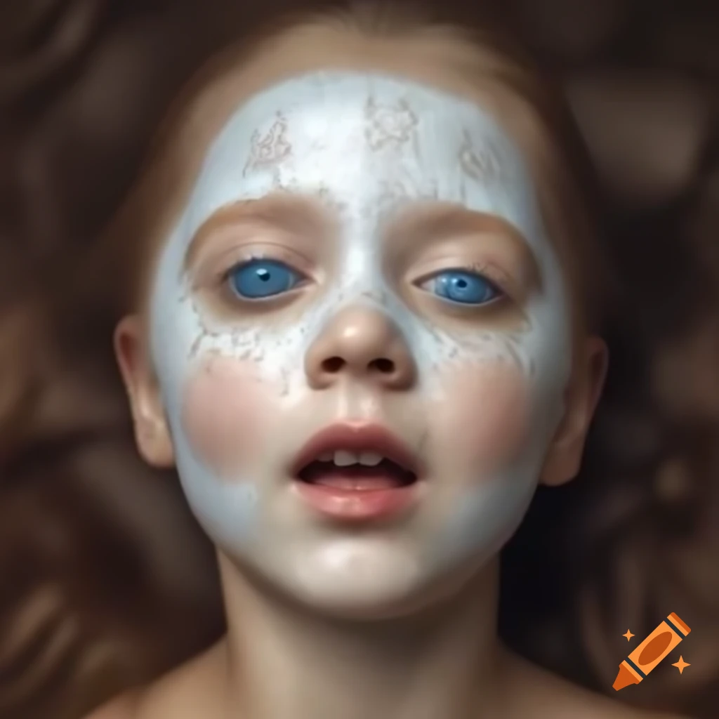Ultra realistic porcelain angel face in vibrant colors on Craiyon