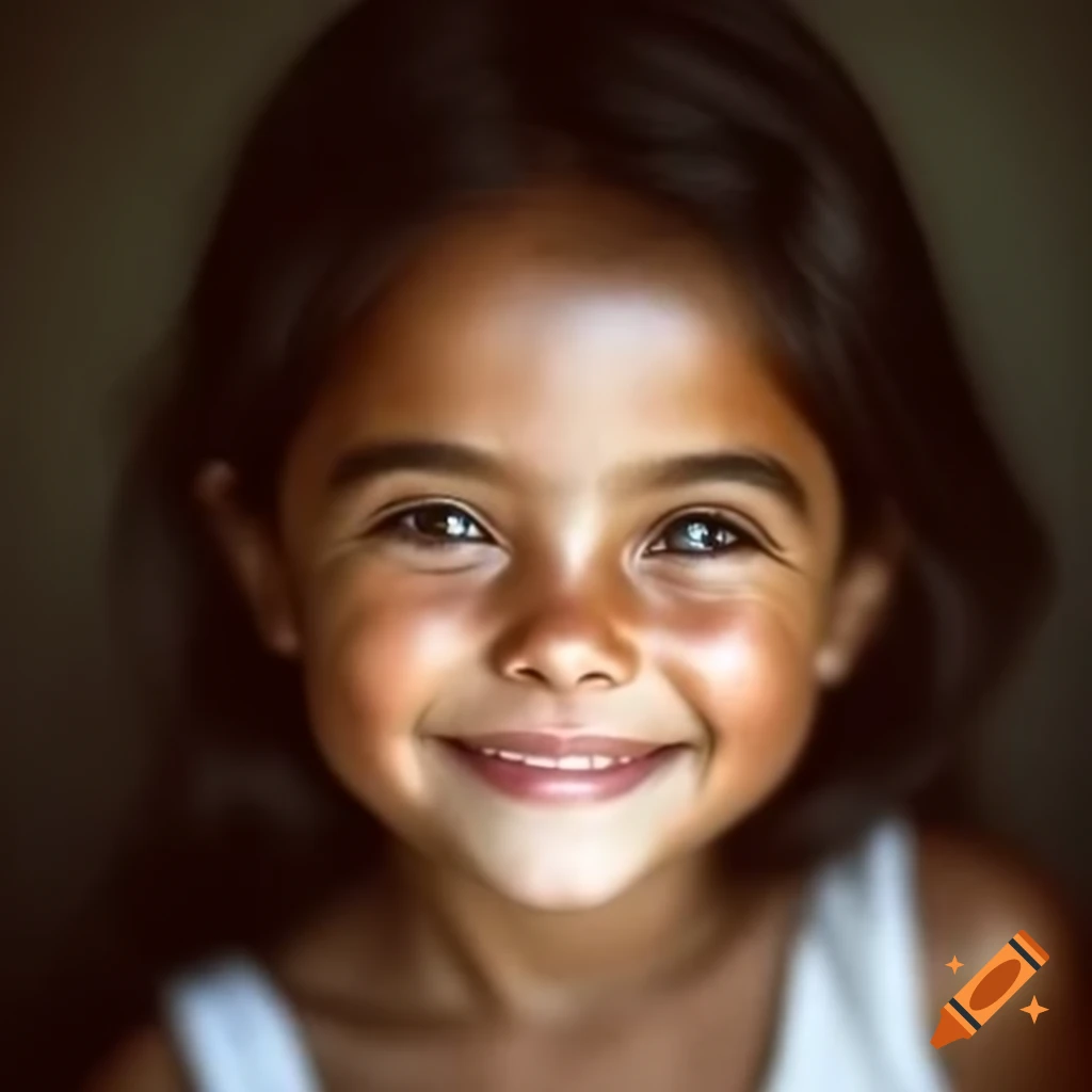 Cheerful girl with warm smile and gentle appearance radiating kindness ...