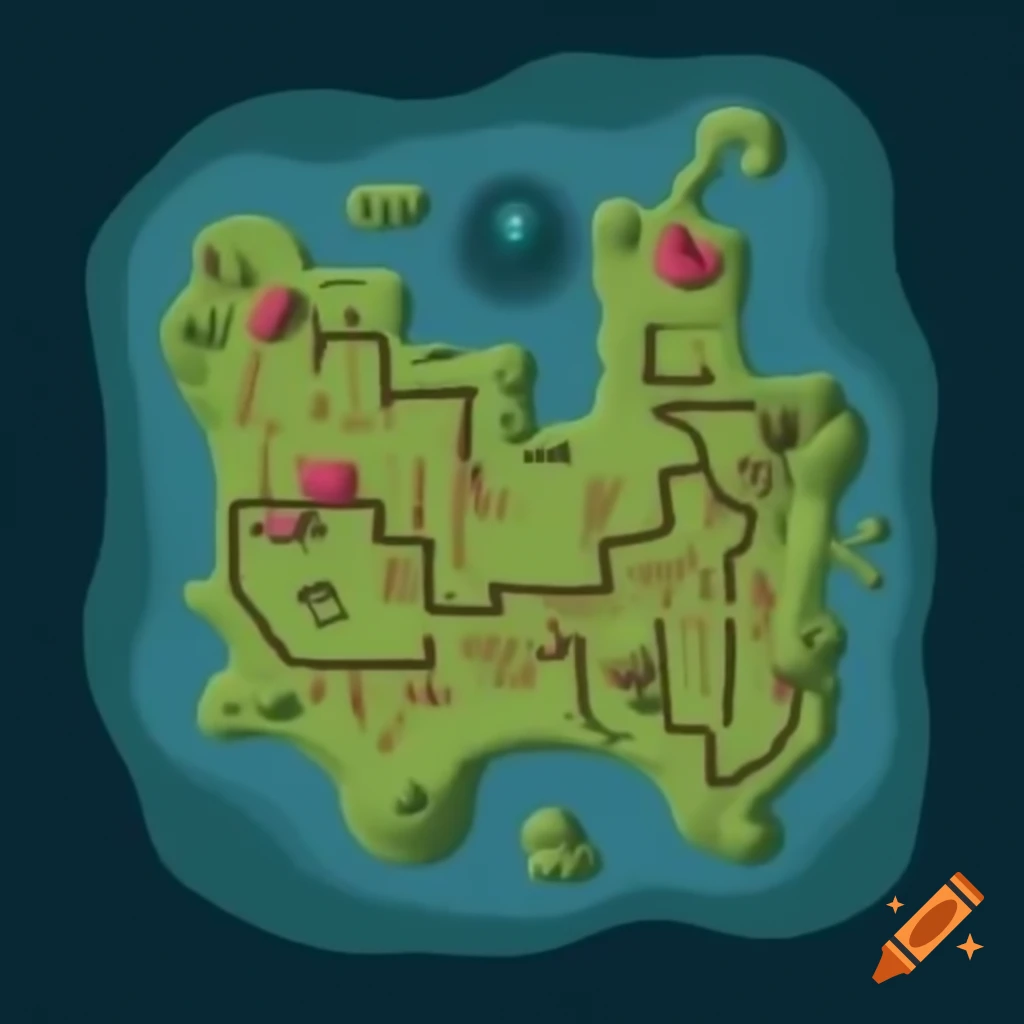 Map of a zombie apocalypse setting, featuring various locations and ...