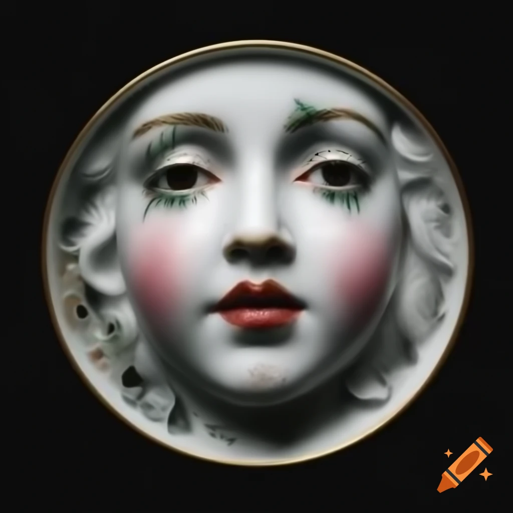 Porcelain angel face from Limoges, intricate details on Craiyon