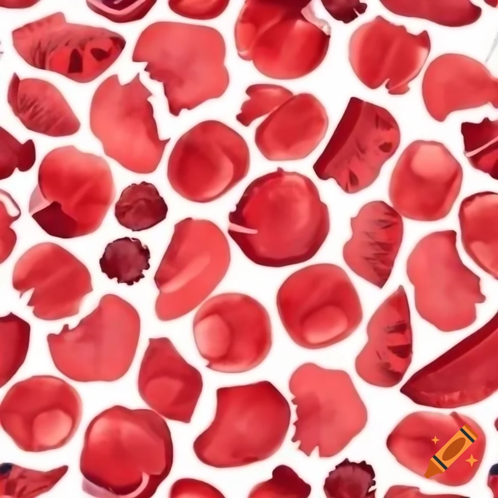 Detail of small round red watercolor spots on white paper viewed from ...