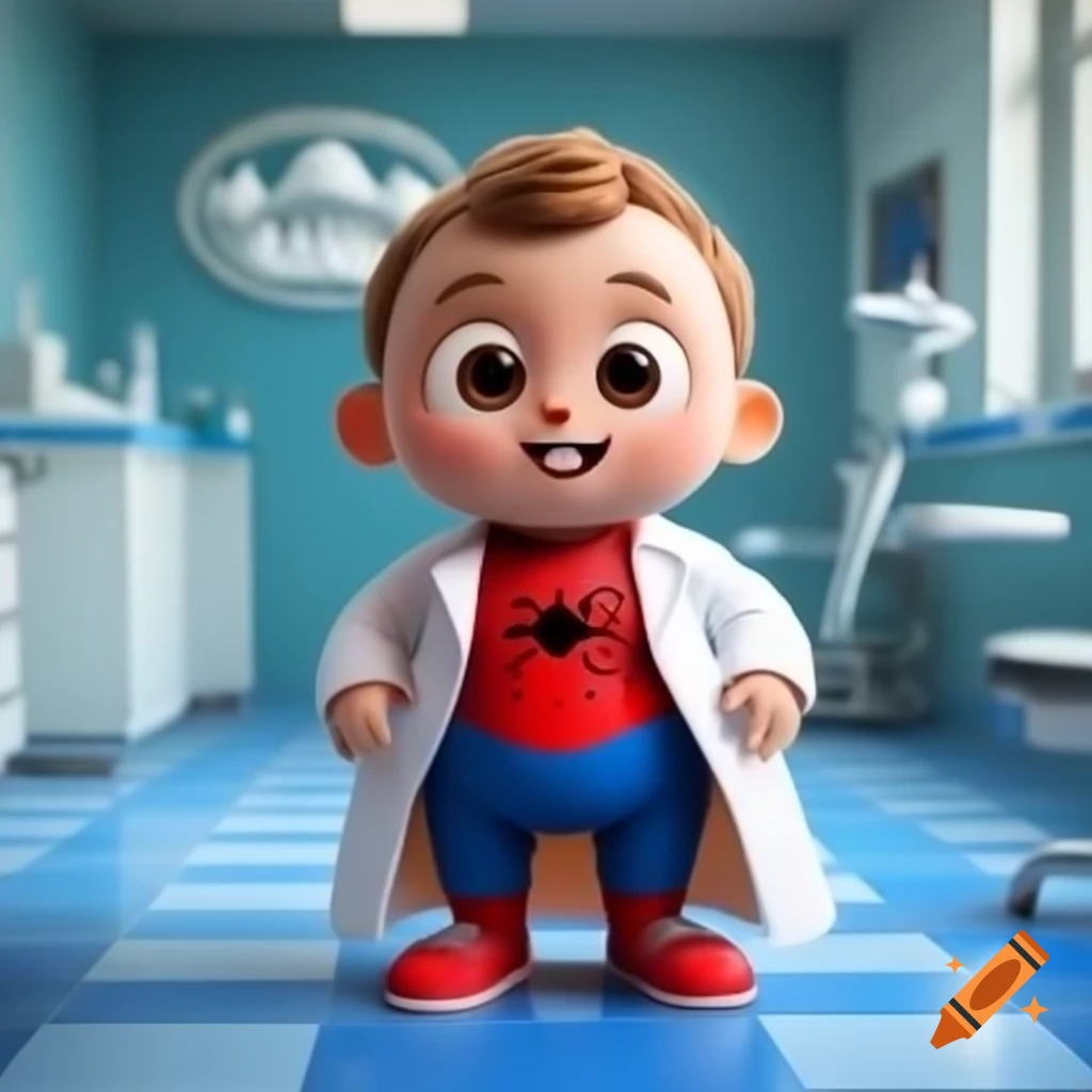 Child in Spider-Man costume holding burlap sack of cartoon teeth with ...