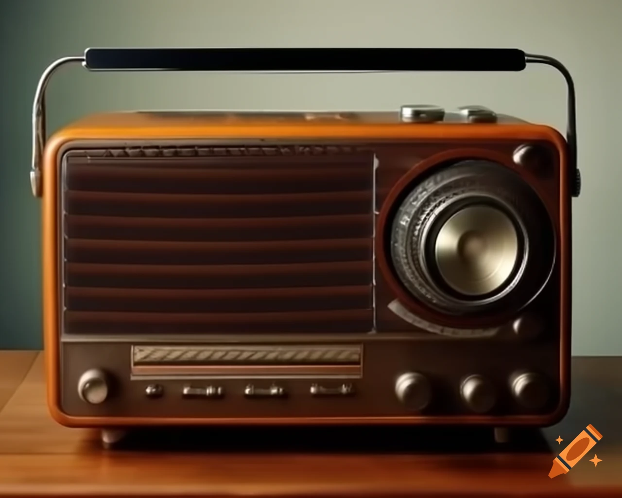 Vintage portable radio from the late 50s or early 60s on Craiyon