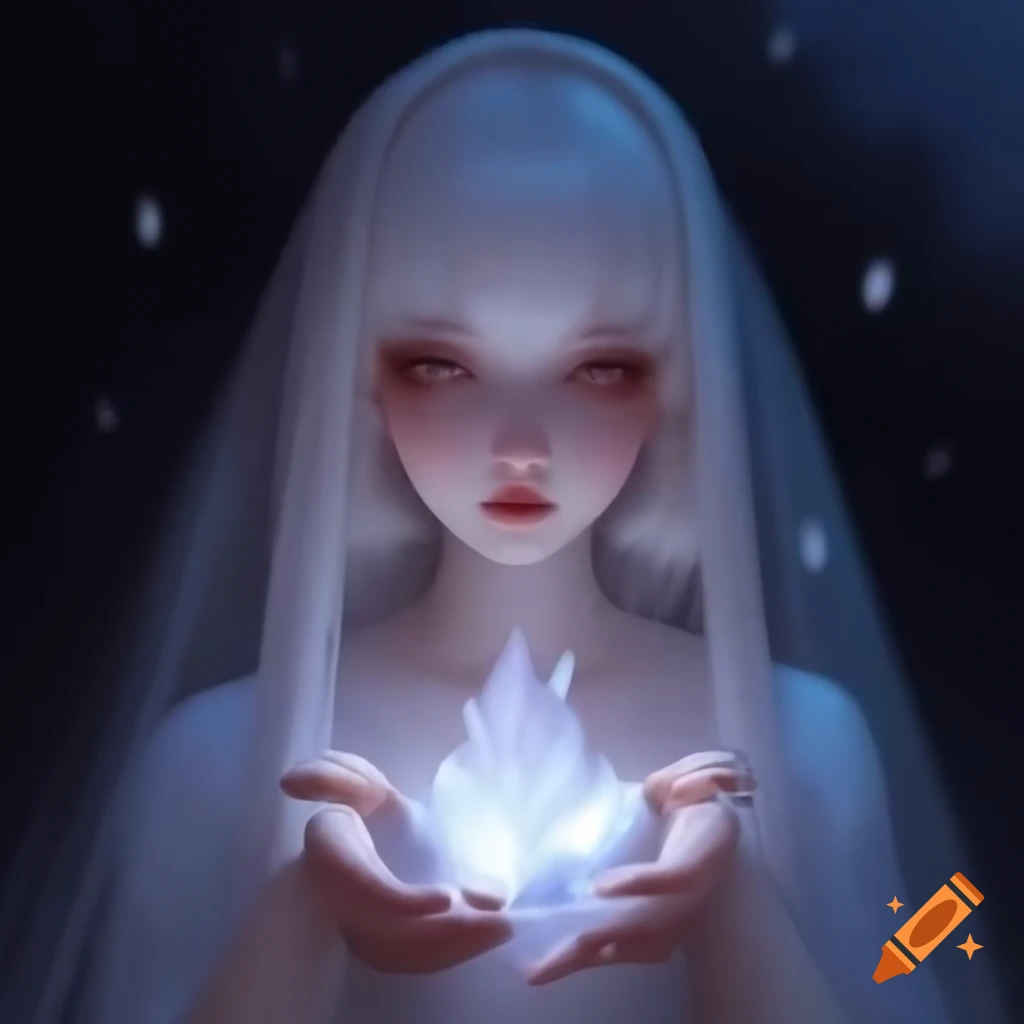 Ethereal figure with pale skin moving gracefully, resembling moonlight ...