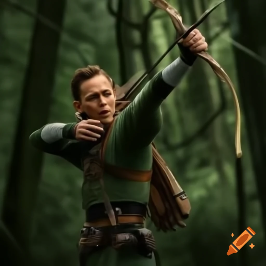 Elf rogue with bow racing through dense forest, inspired by Tom ...