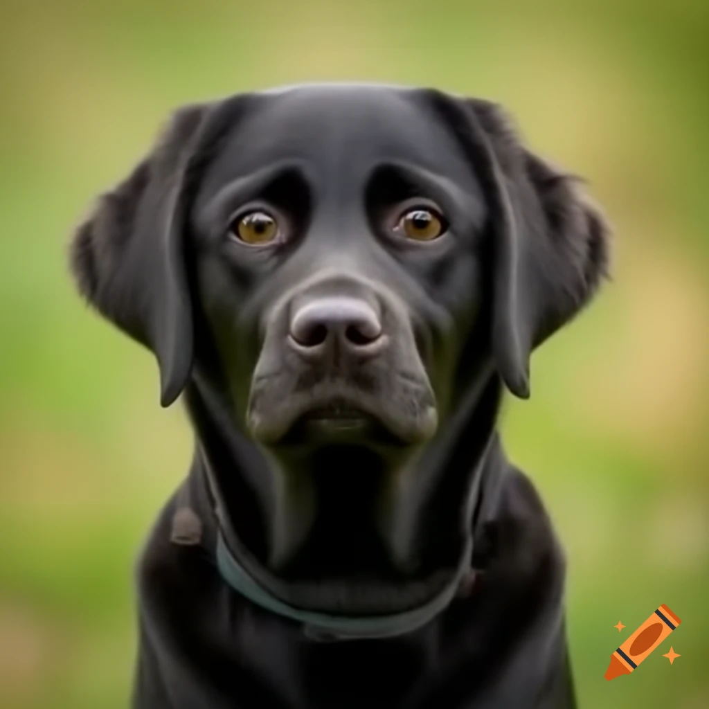 Cute black Labrador with a skinny face, 5 years old on Craiyon
