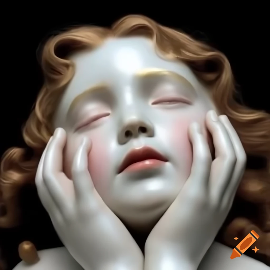Porcelain angel's face from Limoges, capturing intricate details on Craiyon